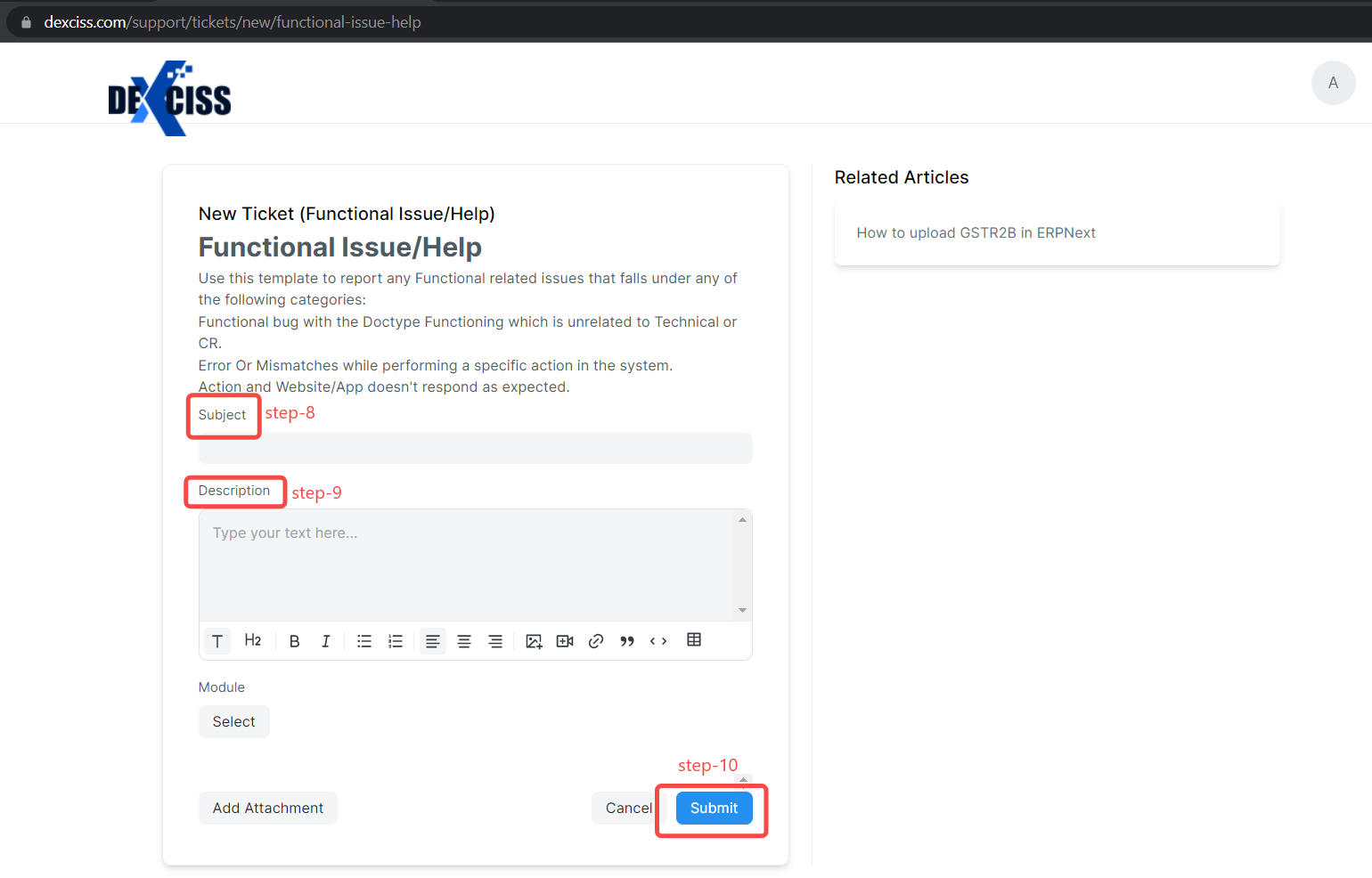 Dexciss Technology - How to raise Ticket in Dexciss Customer Portal